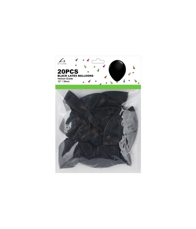 Black Latex Plain Balloons 12inch 20pk – LookSharpStore