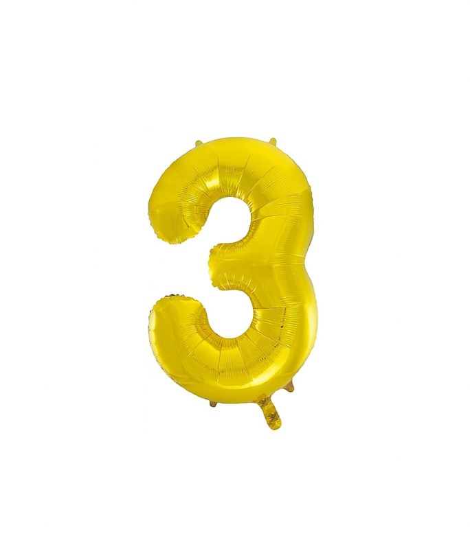 Gold Foil Number Balloon 3 – LookSharpStore