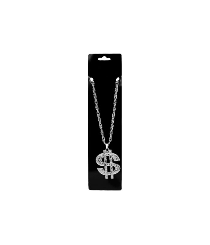 Metal Bling Necklace Silver Dollar Sign – LookSharpStore