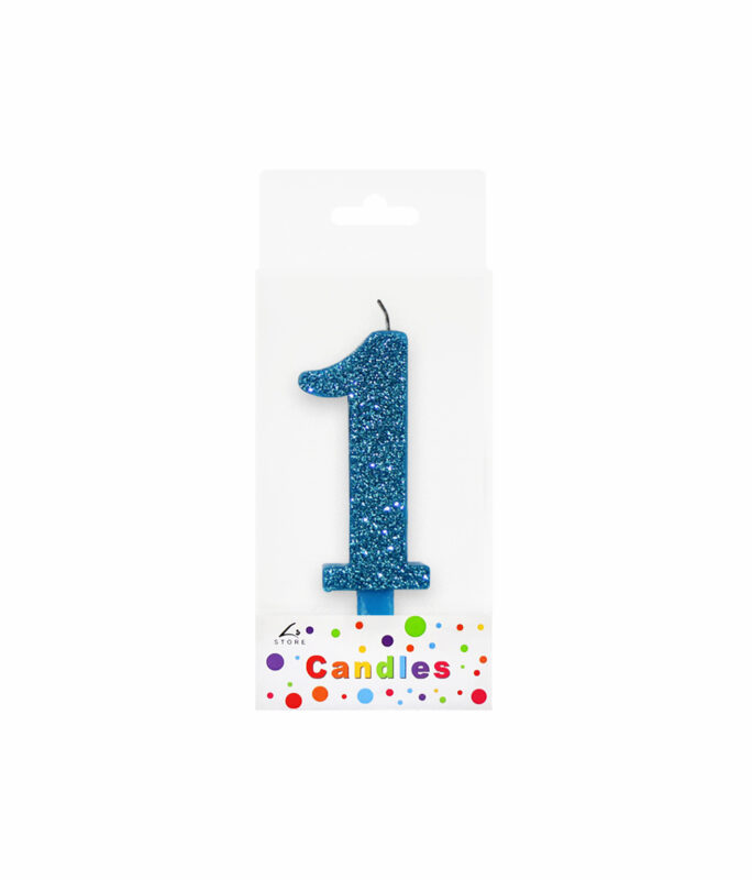 Glitter Blue Number Candle 1 – LookSharpStore