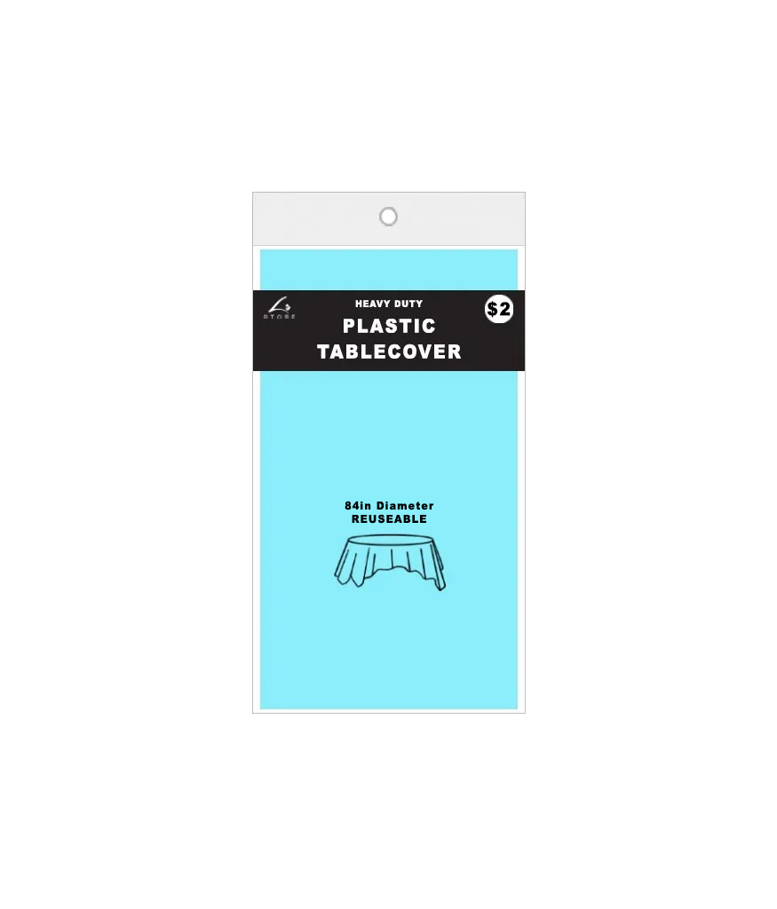 Light Blue Round Plastic Tablecover 137x274cm | LookSharpStore