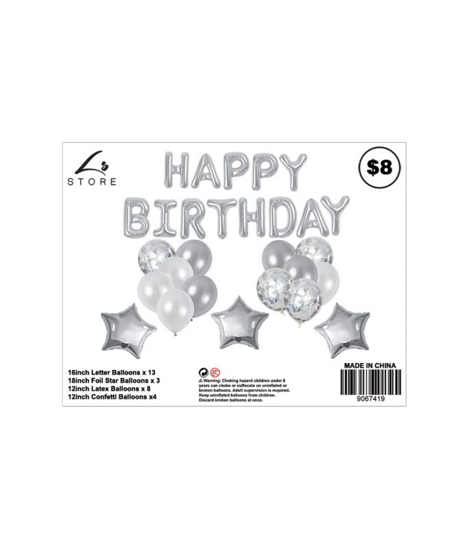 Silver Happy Birthday Balloons Assorted 28pc – LookSharpStore