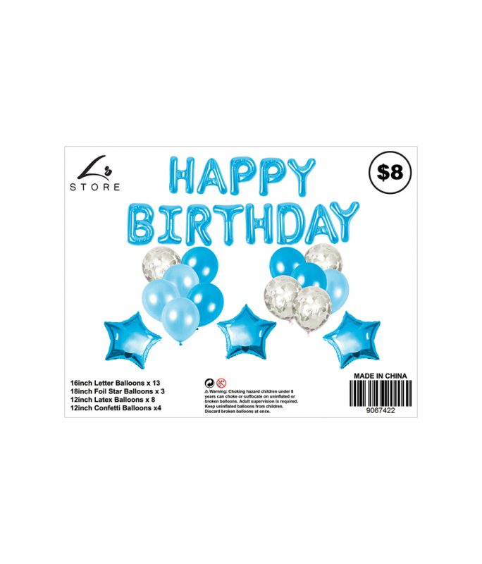 Blue Happy Birthday Balloons Assorted 28pc – LookSharpStore
