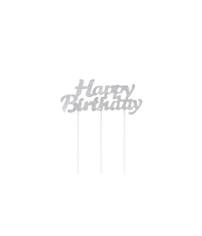 Happy Birthday Silver Cake Topper – LookSharpStore