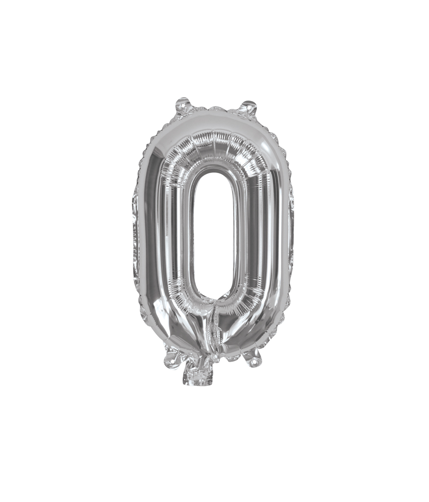 Silver Air Fill Number 0 Balloon | LookSharpStore