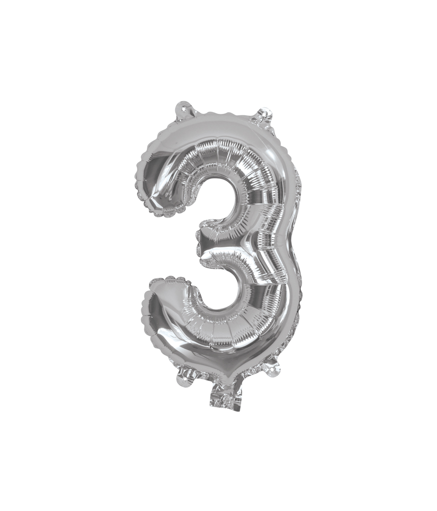 Silver Air Fill Number 3 Balloon | LookSharpStore