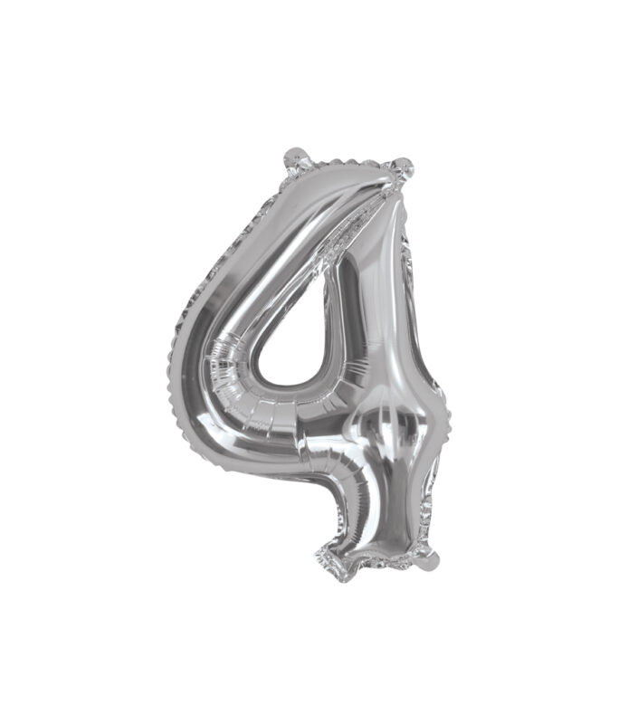 Silver Air Fill Number 4 Balloon | LookSharpStore