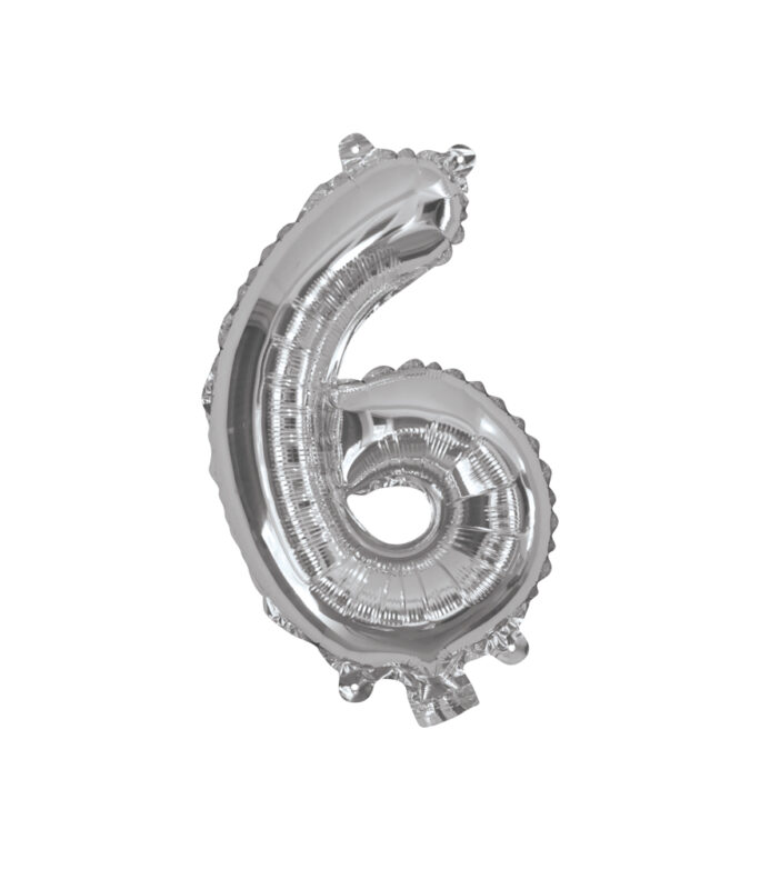Silver Air Fill Number 6 Balloon | LookSharpStore