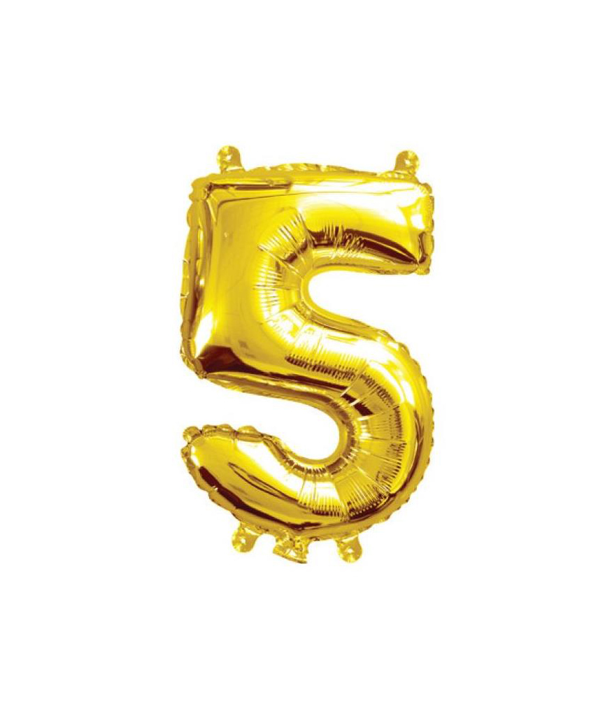 Gold Air Fill Number 5 Balloon | LookSharpStore