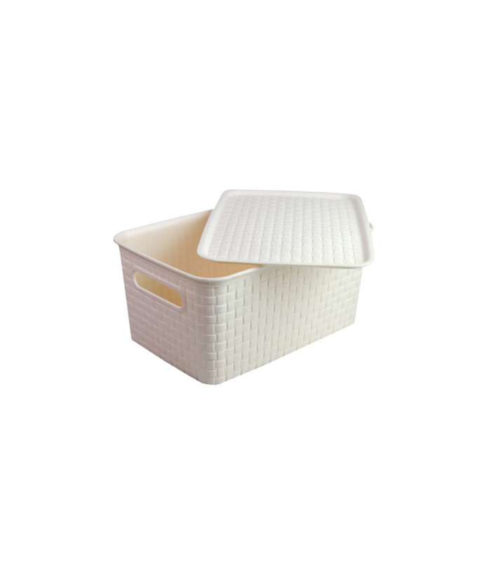 Cream Plastic Storage Bin 28x19x13cm – LookSharpStore
