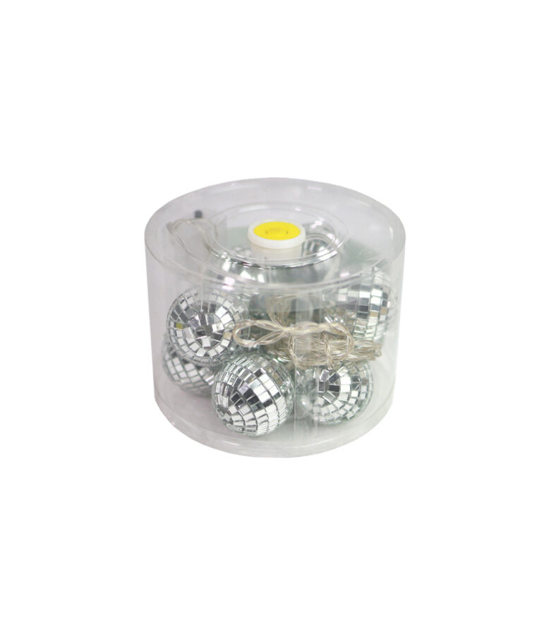 Silver Disco Ball Cool White Lights 1.8m – LookSharpStore