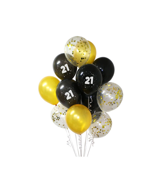 21st Birthday Latex Balloon Bouquet 15pc – LookSharpStore