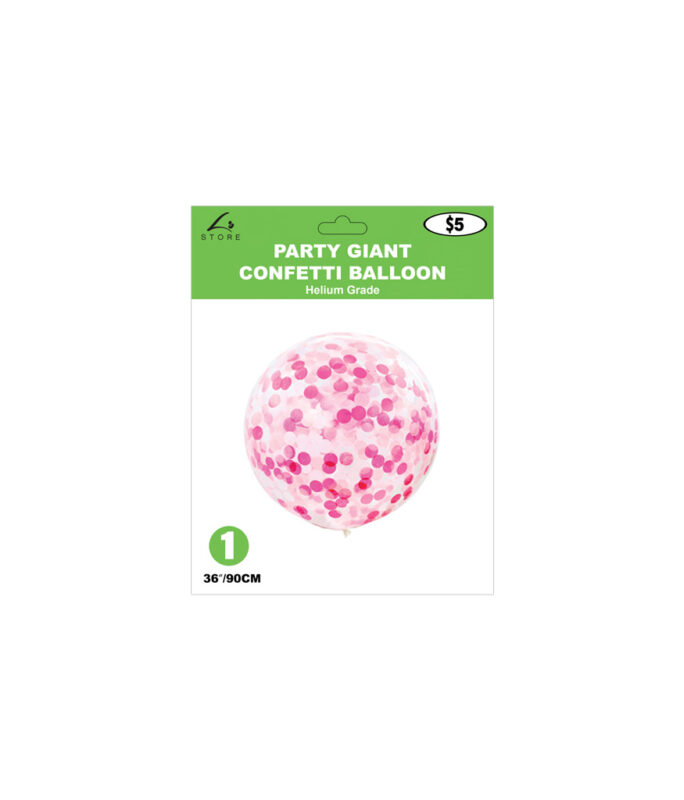 Pink Confetti Latex Balloon 36inch 1pc – LookSharpStore
