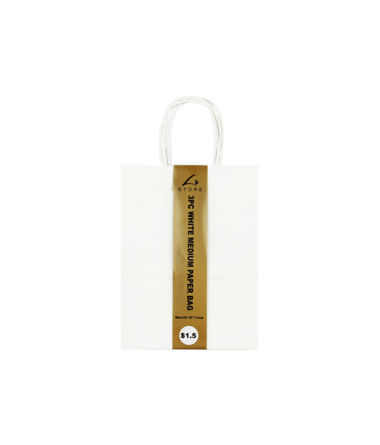 White Medium Paper Bag 3pc – LookSharpStore