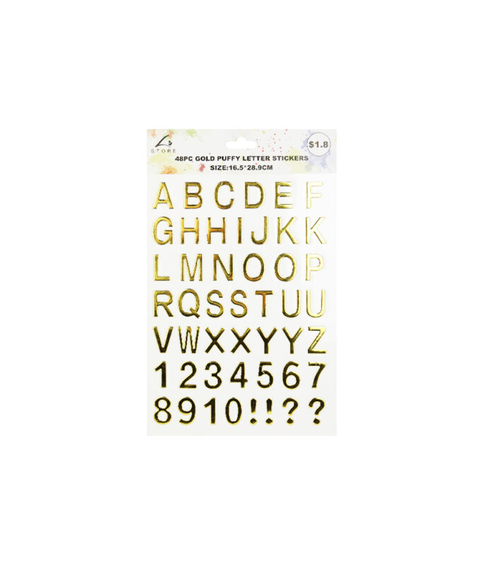 Gold Puffy Letter Stickers 48pc – LookSharpStore