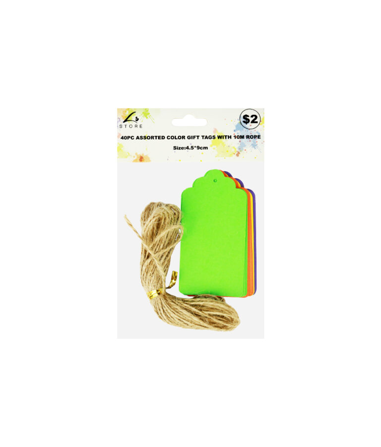 Assorted Colour Gift Tags With String 4.5x9cm 40pc – LookSharpStore