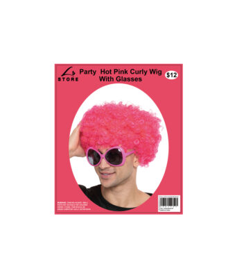 Hot Pink Curly Wig With Glasses Party Set – LookSharpStore