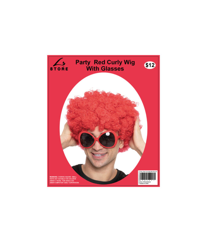 Red Curly Wig With Glasses Party Set – LookSharpStore