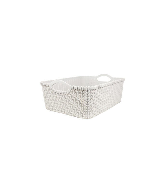 Grey Plastic Rattan Basket 29×22.5x12cm – LookSharpStore
