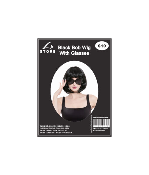 Black Bob Wig With Glasses Set – LookSharpStore