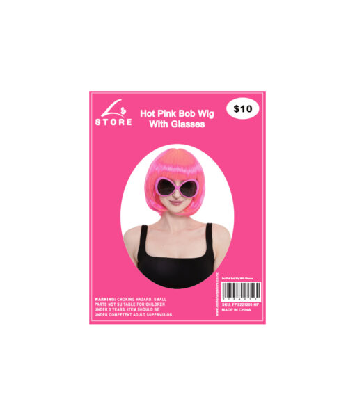 Hot Pink Bob Wig With Glasses Set – LookSharpStore