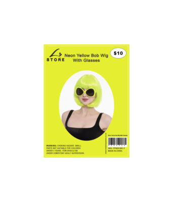 Neon Yellow Bob Wig With Glasses Set – LookSharpStore