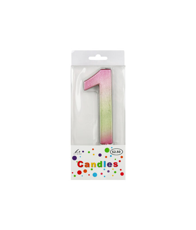 Giant Iridescent Number Candle 1 – LookSharpStore