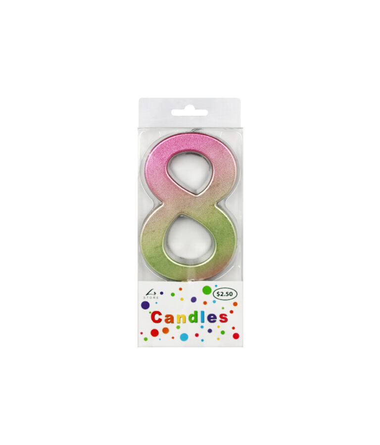 Giant Iridescent Number Candle 8 – LookSharpStore