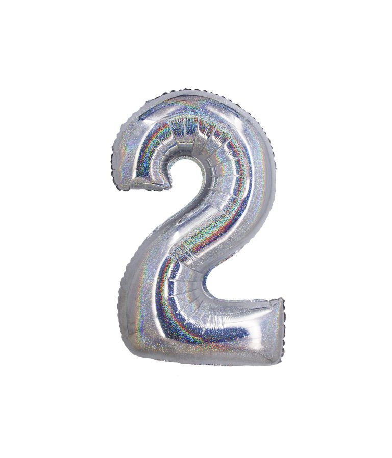 Silver Holographic Foil Number Balloon 2 – LookSharpStore