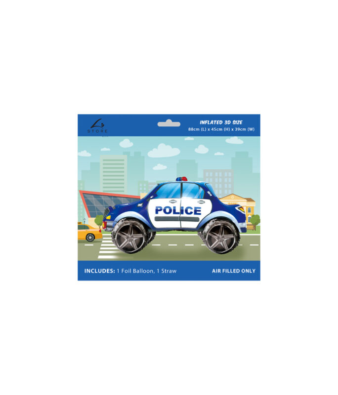 3D Police Car Foil Balloon 88x45x39cm – LookSharpStore