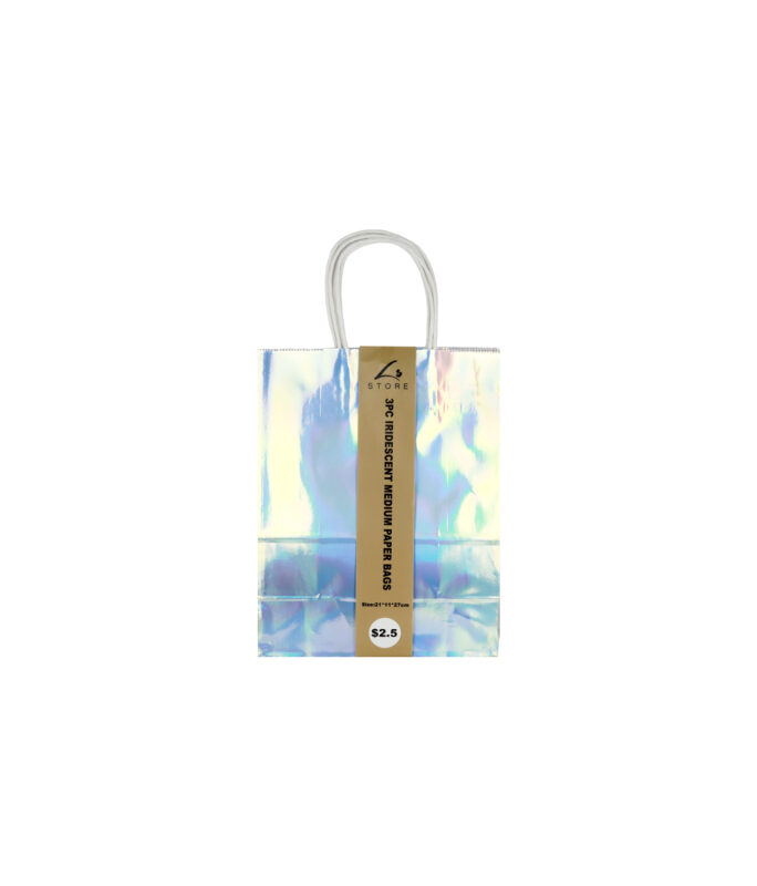 Iridescent Medium Paper Bags 27cm 3pk – LookSharpStore