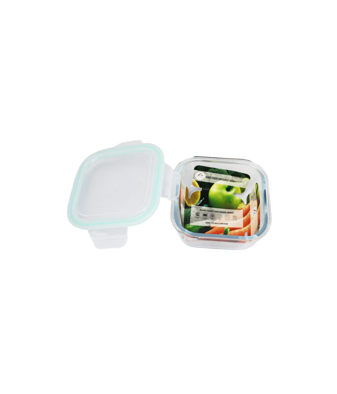 Glass Storage Container With Plastic Snap Lid 400ml 139x139x70mm ...