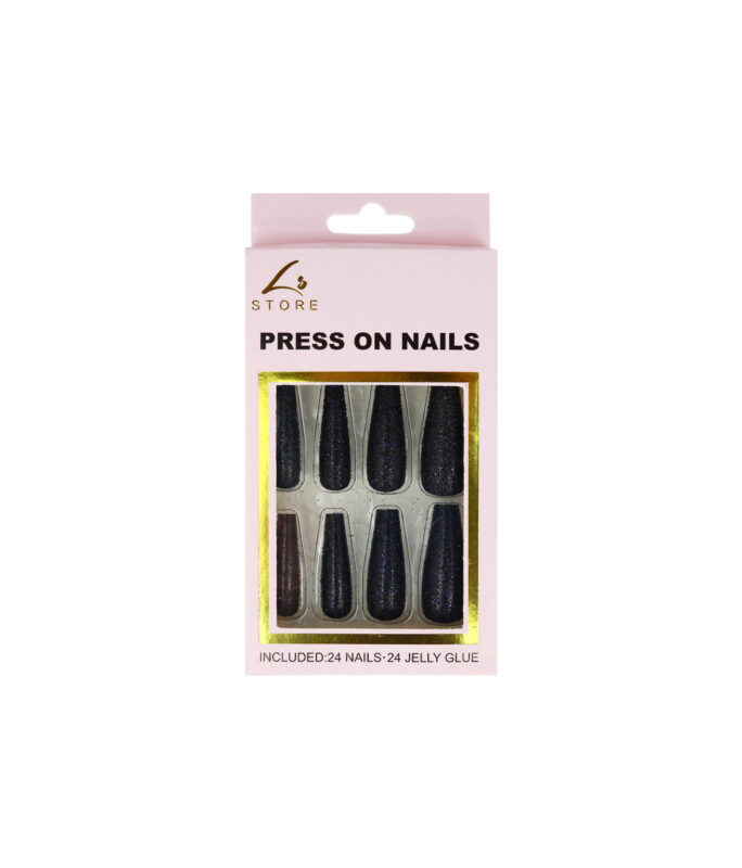 Black Glitter Press On Nails 24pc – LookSharpStore