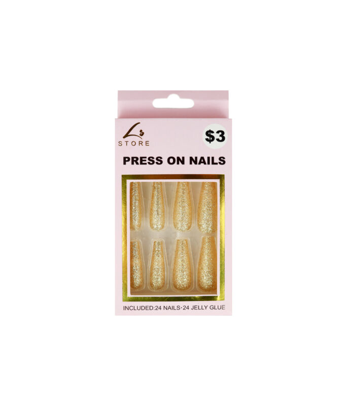 Gold Glitter Press On Nails 24pc – LookSharpStore