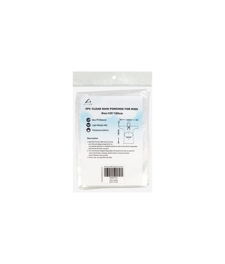 Clear Kids Rain Poncho 125cm 5pk – LookSharpStore