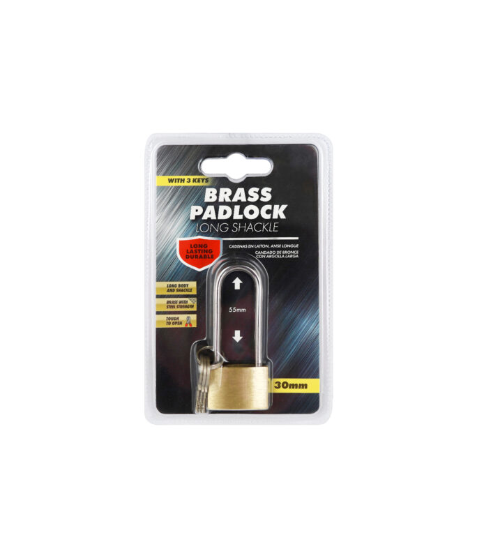 Brass Padlock Long Shackle 30mm – LookSharpStore