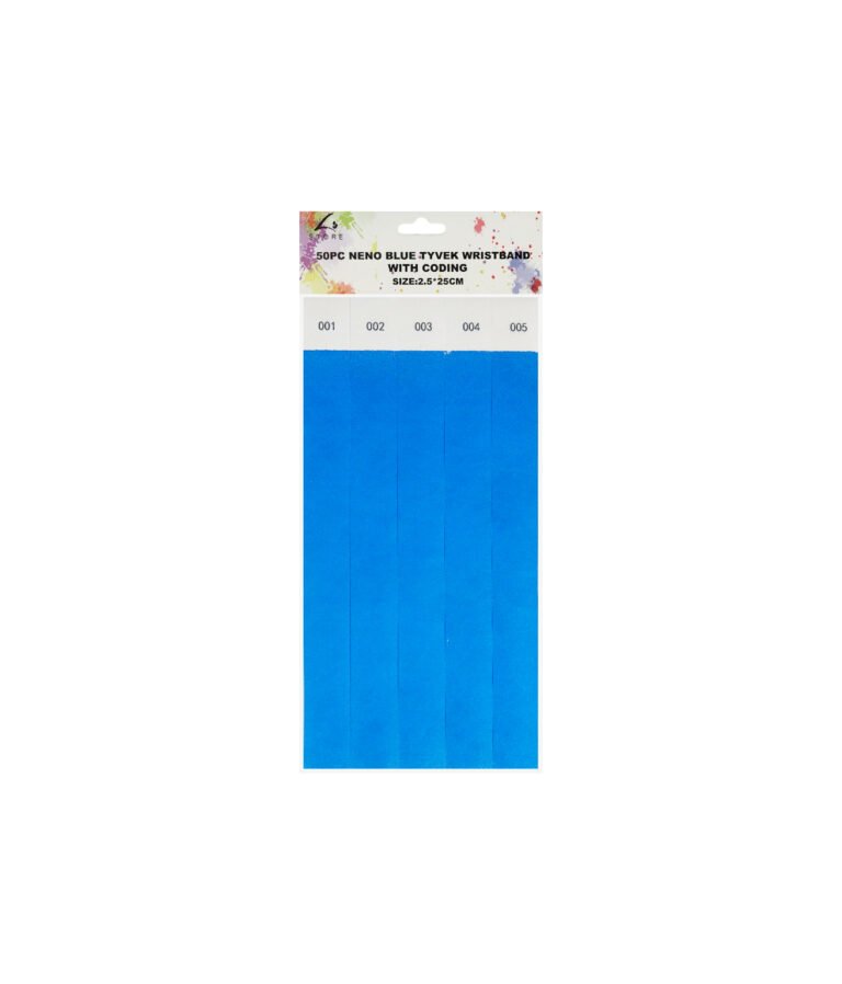 Neon Blue Tyvek Wristbands With Coding 50pc – LookSharpStore