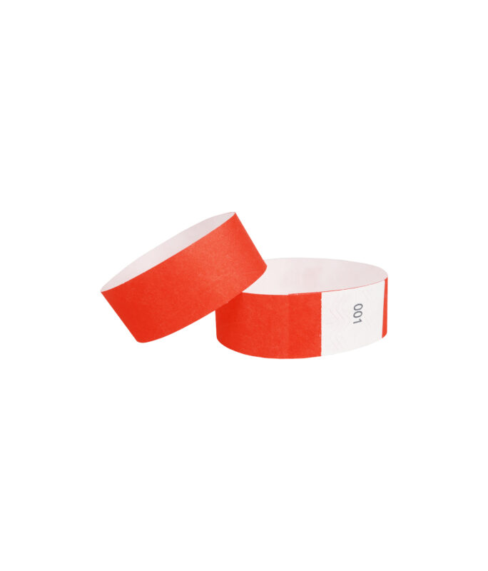 Neon Red Tyvek Wristbands With Coding 50pc – LookSharpStore