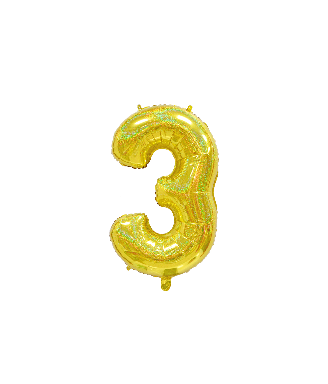 Gold Holographic Foil Number Balloon 3 | LookSharpStore