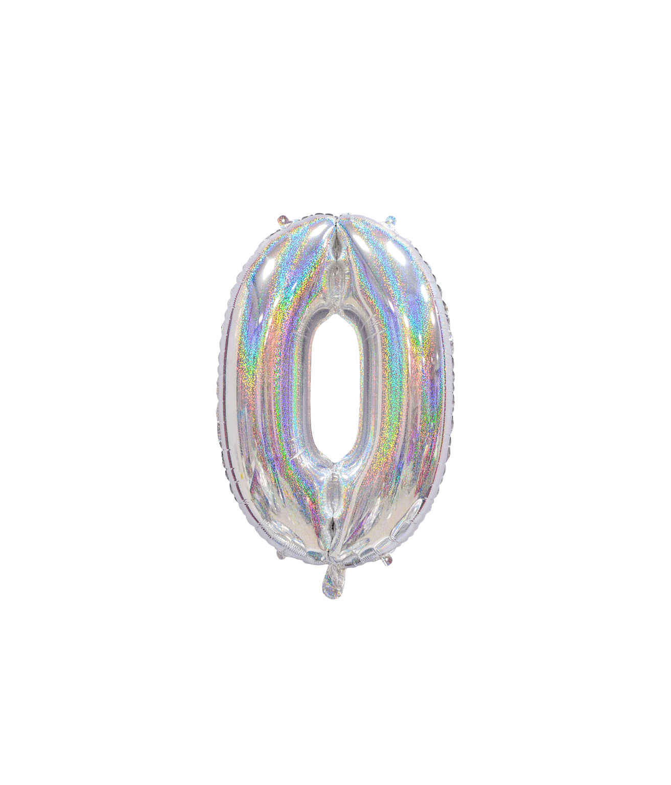 Silver Holographic Foil Number Balloon 0 | LookSharpStore