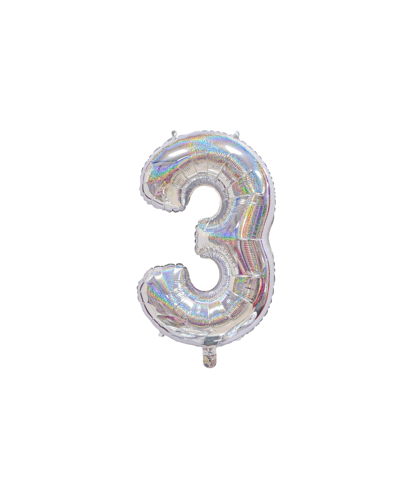 Silver Holographic Foil Number Balloon 3 | LookSharpStore