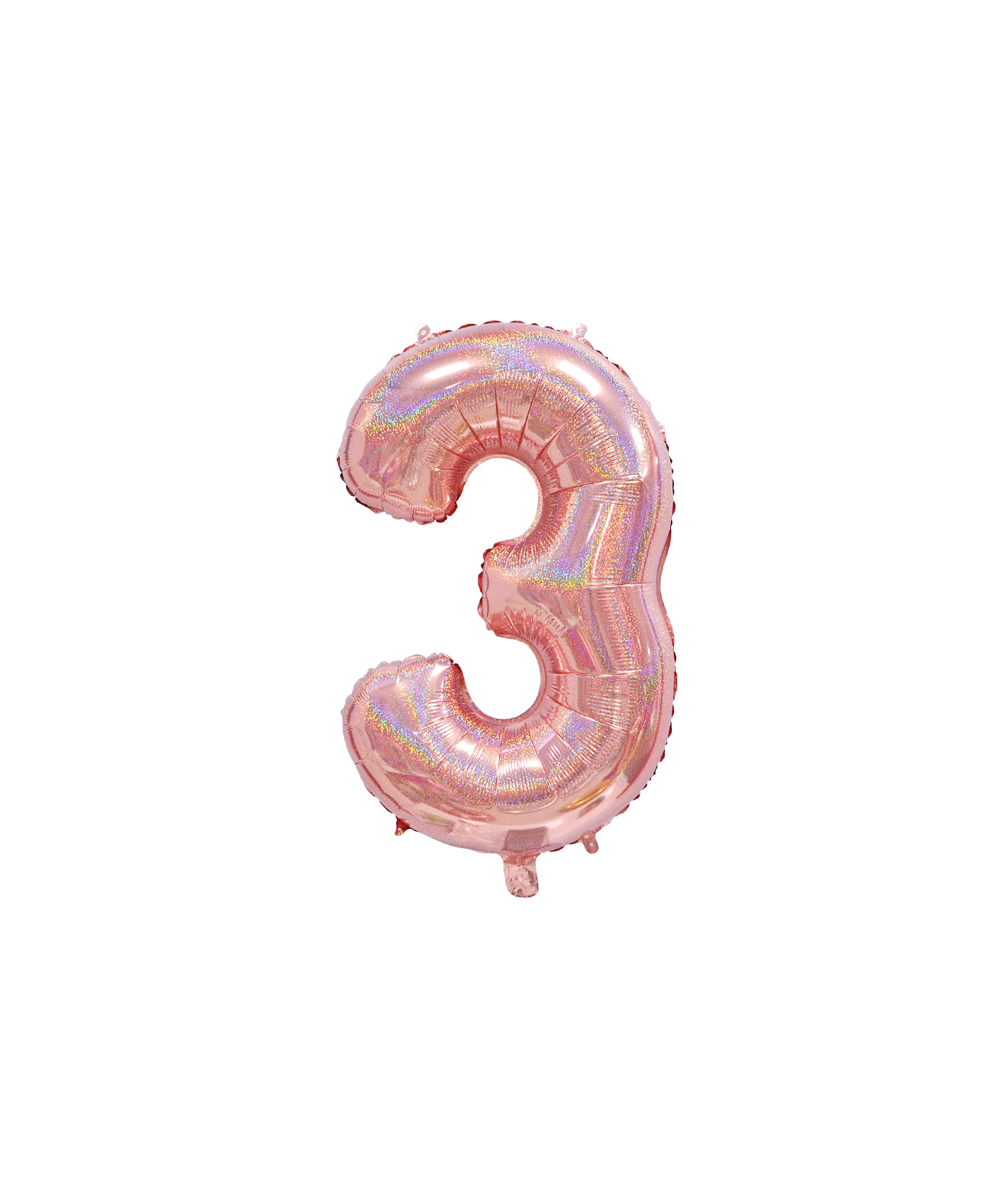 Rose Gold Holographic Foil Number Balloon 3 | LookSharpStore
