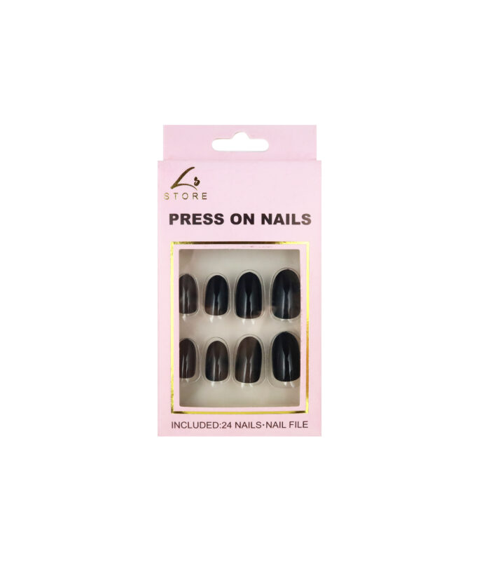 Black Round Press On Nails 24pc – LookSharpStore