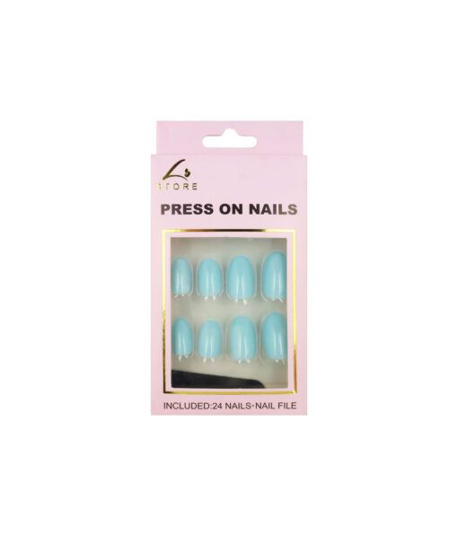 Light Blue Round Press On Nails 24pc – LookSharpStore