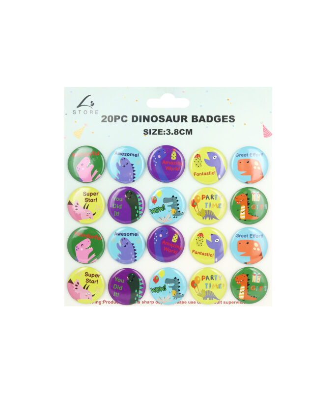 Dinosaur Theme Badges 3.8cm 20pk – LookSharpStore