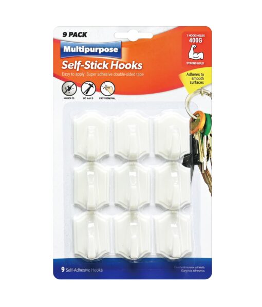 White Self-Stick Hooks 4cm 9 Pack – LookSharpStore