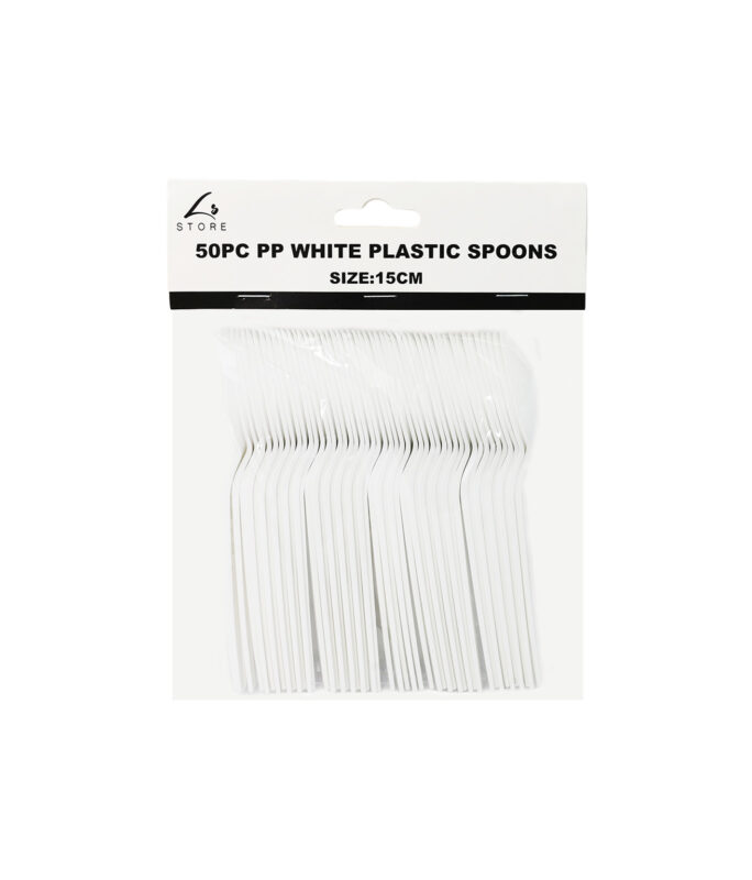 White PP Reusable Spoons 50pc 15cm – LookSharpStore
