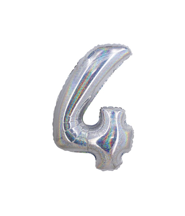 Silver Holographic Foil Number Balloon 4 – LookSharpStore