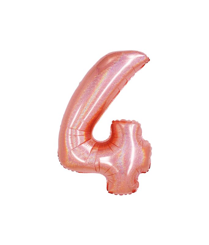 Rose Gold Holographic Foil Number Balloon 4 – LookSharpStore