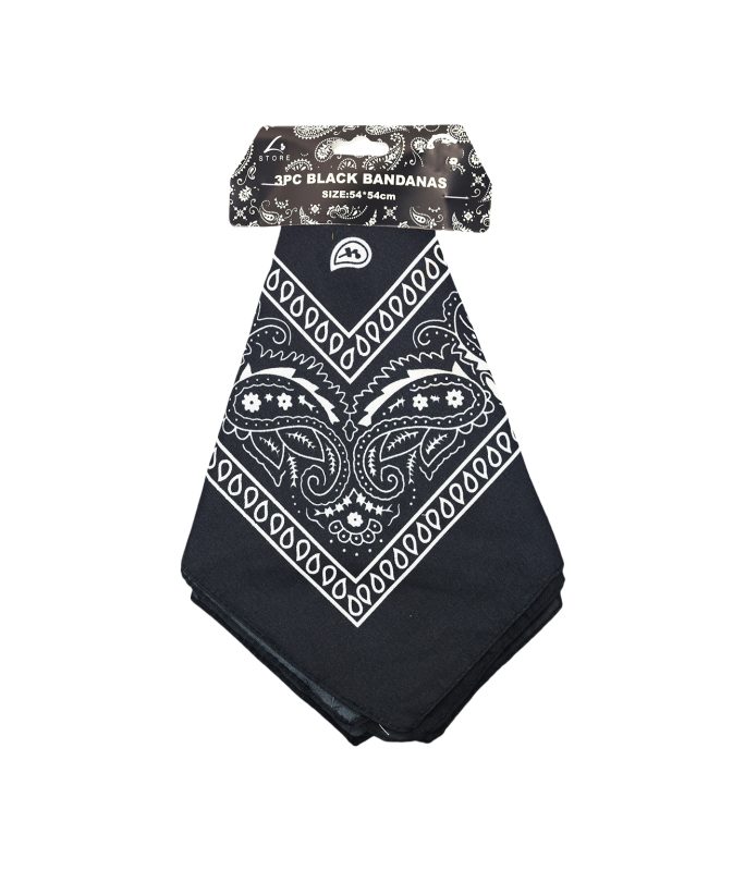 Black Bandanas 54x54cm 3pc – LookSharpStore